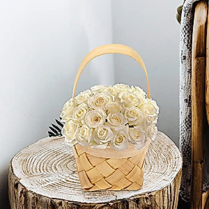 YARNOW Small Wicker Basket with Handle 4pcs Woven Storage Baskets Wedding Flower Girl Basket Rustic Decorative Flower Basket Empty Gift Basket Candy Storage Basket (S) Small Woven Basket with Handle
