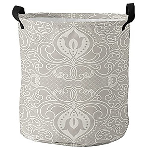 WPYYI Artistic Beige Baroque Flowers Retro Dirty Laundry Basket Foldable Home Organizer Basket Clothing Kids Toy Storage Basket (Color : A, Size : Large)