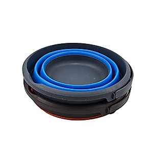 SAMMART 5.5L (1.4 Gallon) Set of 2 Collapsible Plastic Bucket - Foldable Round Tub - Portable Fishing Water Pail - Space Saving Outdoor Waterpot. (Orange + Blue)