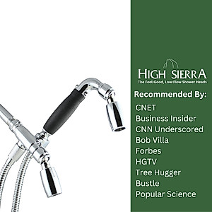High Sierra Showerheads® All Metal 4-Way Shower Head and Handheld Combo Kit. Features the High Sierra Classic Shower Head & Handheld Shower Head w/Slip-Free Grip - Brushed Nickel