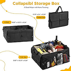 JNCHOICE Trunk Organizer for Car, Collapsible Car Organizer Multi-Compartment Car Storage for SUV, Truck & Car Accessories for Backseat -Black