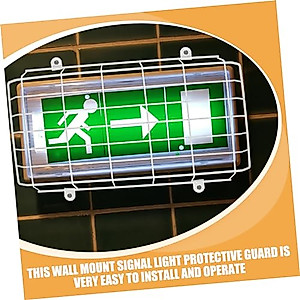 Balacoo 2pcs School Evacuation Sign Indicator Light Exit Sign Protective Cage Emergency Signal Damage Stopper Wire Guard for Emergency Light Emergency Light Metal Cover Iron White