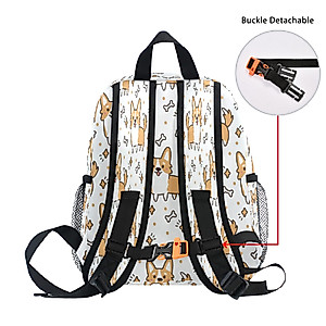 TropicalLife Corgi Dog Backpacks for Kids Girls Boys Cute Puppies Preschool Toddler Bookbag with Chest Strap School Travel Toy Snack Bag Daypack