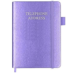 Getvow Telephone and Address Book with Tabs 5" x 7" Address Book Hardcover with Birthday, Address, Phone Numbers, Websites Password. Address Notebook for Home or Office, Purple