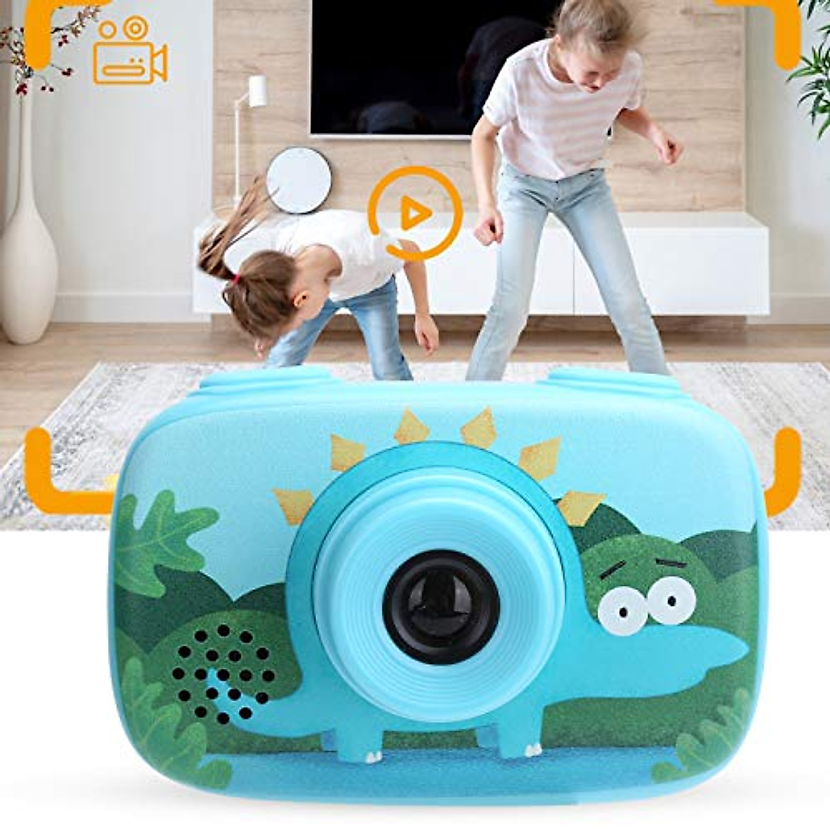 KIKYO Kids Video Camera HD 1080P Digital Camera Children's Toy Camera with Lanyard Builtin 600mAh Rechargeable Battery(Blue)