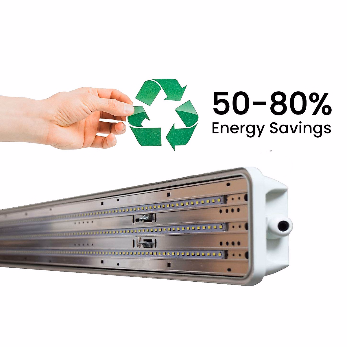 Orilis (4-Pack LED Vapor Tight Lights | 4FT Garage Shop Light Waterproof Fixtures | Commercial Water Resistant Lighting for Outdoor Parking Lot Car Wash Warehouse Patio | 6500K IP65 85-277V