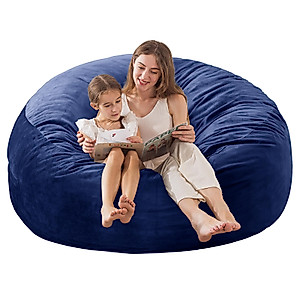 [Removable Outer Cover] Large Bean Bag Chair, 3 ft Bean Bag Chairs for Adults/Kids with Filling,Soft Memory Foam Bean Bag with Filler Included,Machine Washable - 3 Foot,Dark Blue