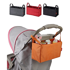 Multifunctional Purse Organizer Insert Liner Stroller Caddy, Universal Fit 7 Slots Stroller Bag Caddy Organizer Console Diaper Storage Accessory Bag(Black)