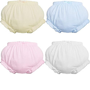 Newborn Toddler Baby Girls Underwear 4 Pack, Soft Briefs-Adorable Bloomers Panties Shorts for Baby Girls Washable Reusable Diaper Cover