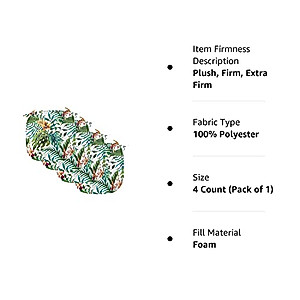 Ambesonne Leaf Chair Seating Cushion Set of 4, Vintage Retro 60s Seem Banana Palm Tree Leaves Flowers Hibiscus, Anti-Slip Seat Padding for Kitchen & Patio, 16"x16", Pale Caramel Burgundy