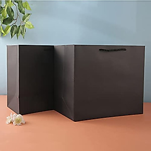 OfficeCastle 10 Pack X-Large Gift Wrap Bags with Handles, 16”x6”x12” Luxury Black Gift Bags for Men, Merchandise Bags Bulk, Shopping Bags