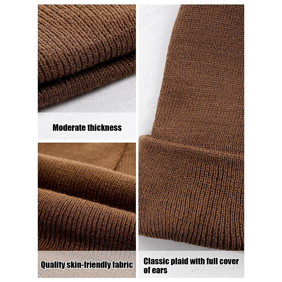 Winter Satin Lined Beanie Hat Silk Lined Beanies Cuffed Skull Hat Knitted Watch Hat (Black, Beige, Caramel, Pink)