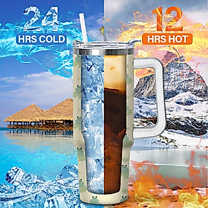 puhnhsv 30 oz Frog Tumbler with Handle and Straw, 30oz Insulated Stainless Frog Tumbler Coffee Travel Mugs Cup Water Bottle Frog Lovers Gifts for Women Girls