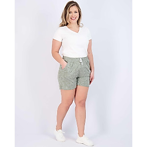 Real Essentials Women's Lounge Wear Short High Waisted Casual Sweat Shorts Pajama Summer Pockets Drawstring Workout Gym Active Athletic Yoga Running Fitness Ladies Sleep, Set 5, M, Pack of 3