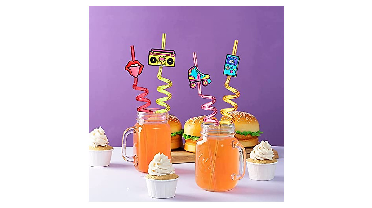 Fun 90s Party Straws - Colorful & Reusable