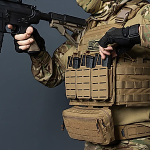 IDOGEAR Tactical Mag Pouch Open-Top Triple Molle Magazine Pouch for M4 M14 M16 AK AR-15 556 Rifle Magazines (Coyote Brown)