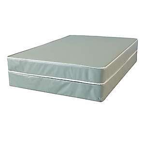 Greaton, 9-Inch Medium Firm Water-Resistance Vinyl Innerspring Mattress & 8” Wood Box Spring Set, Experience Superior Support and Comfort with Clean and Safe Sleep, Full XL, Green