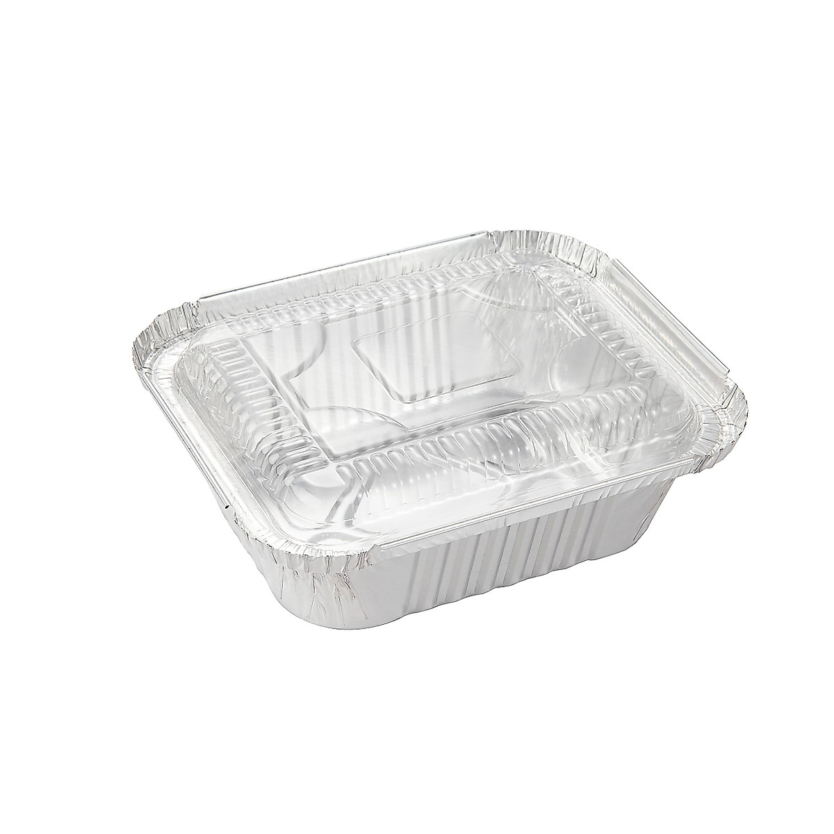 Waytiffer Aluminum Foil Pan 5.5" x 4.5" (50 Pack) Disposable Cookware with Lids/Aluminum Foil Food Containers/Meal Prep Freezer Drip Pans BBQ Potluck Holidays Silver