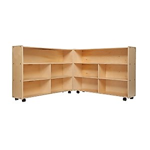 Contender Extra Large Folding Mobile Storage Organizer for Daycare Classroom Preschool, Wood Furniture on Rolling Casters with 4 Shelves for Toys, Puzzles, Books