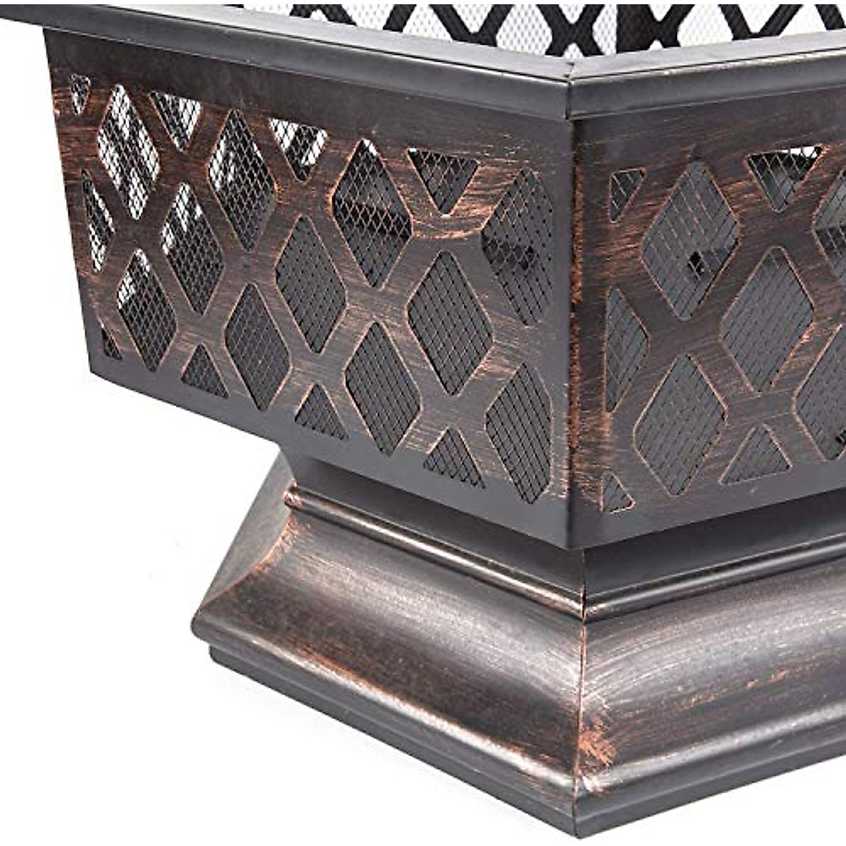 Garden Fire Pit Portable Grill Barbecue Rack Metal Outdoor fire Pit,Wood Charcoal Burning 24in Firebowl Fireplace Poker Spark Screen Retardant Mesh Lid Round with Cover BBQ for Camping Backyard