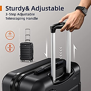 SHOWKOO Luggage Sets Expandable PC+ABS Durable Suitcase Double Wheels TSA Lock 3pcs Black