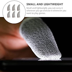 UKCOCO Gaming Finger Sleeves for Mobile Game- White Yellow Silver Fiber Game Sweat- Proof Finger Cot Mobile Controller Breathable Touchscreen, 6pcs