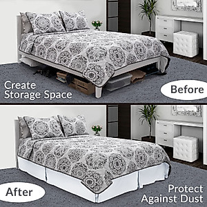 Mellanni Bed Skirt Twin Size - Bed Skirting - 15-Inch Tailored Drop Pleated Dust Ruffle - Hotel Luxury Bedding - Wrinkle, Fade, Stain Resistant - 1 Bedskirt (Twin, White)