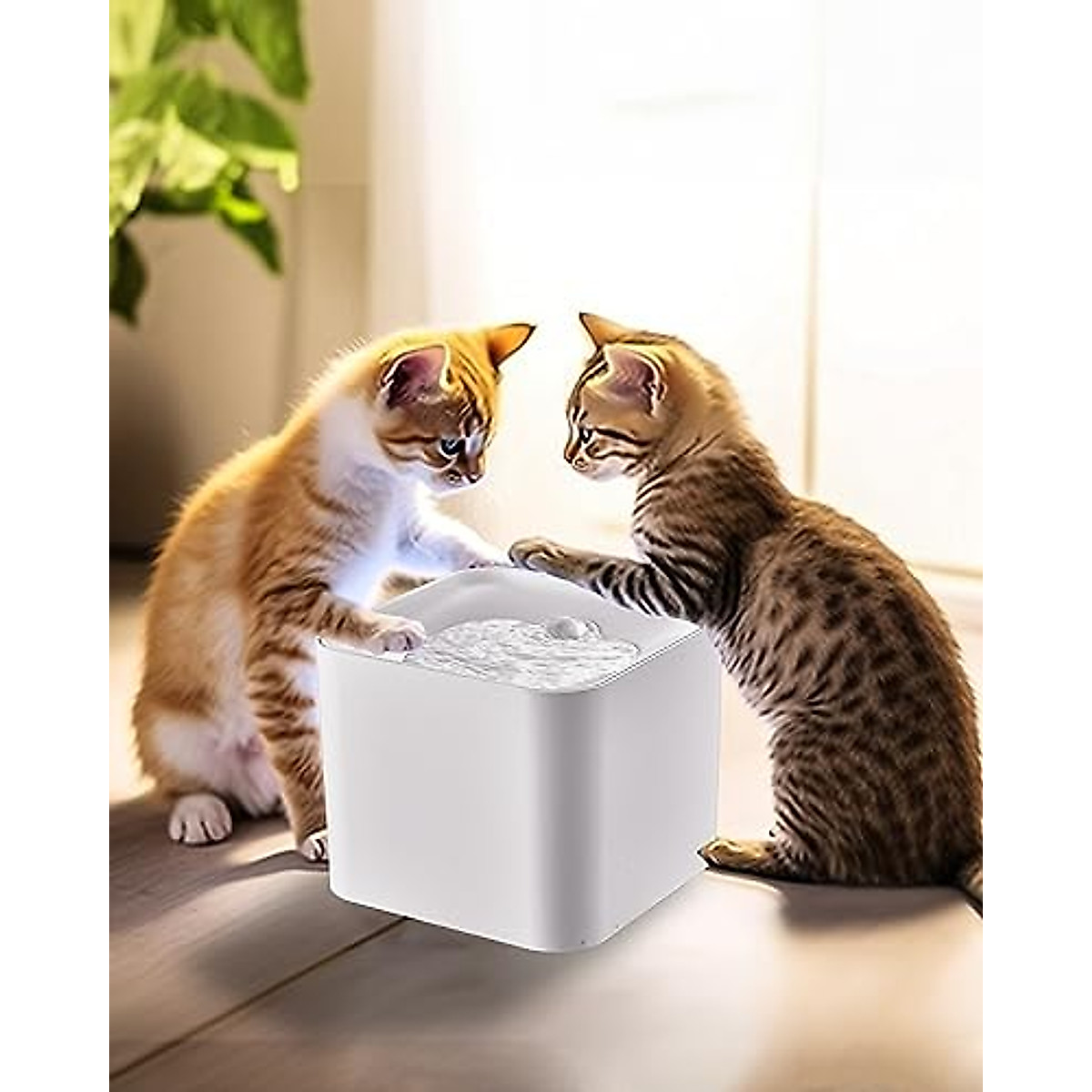 Cat Water Fountain,luti 67 oz/2.0L Automatic Water Fountain for Cats Inside with LED Light for Cats, Dogs, Multiple Pets, Replacement Filters Included, White