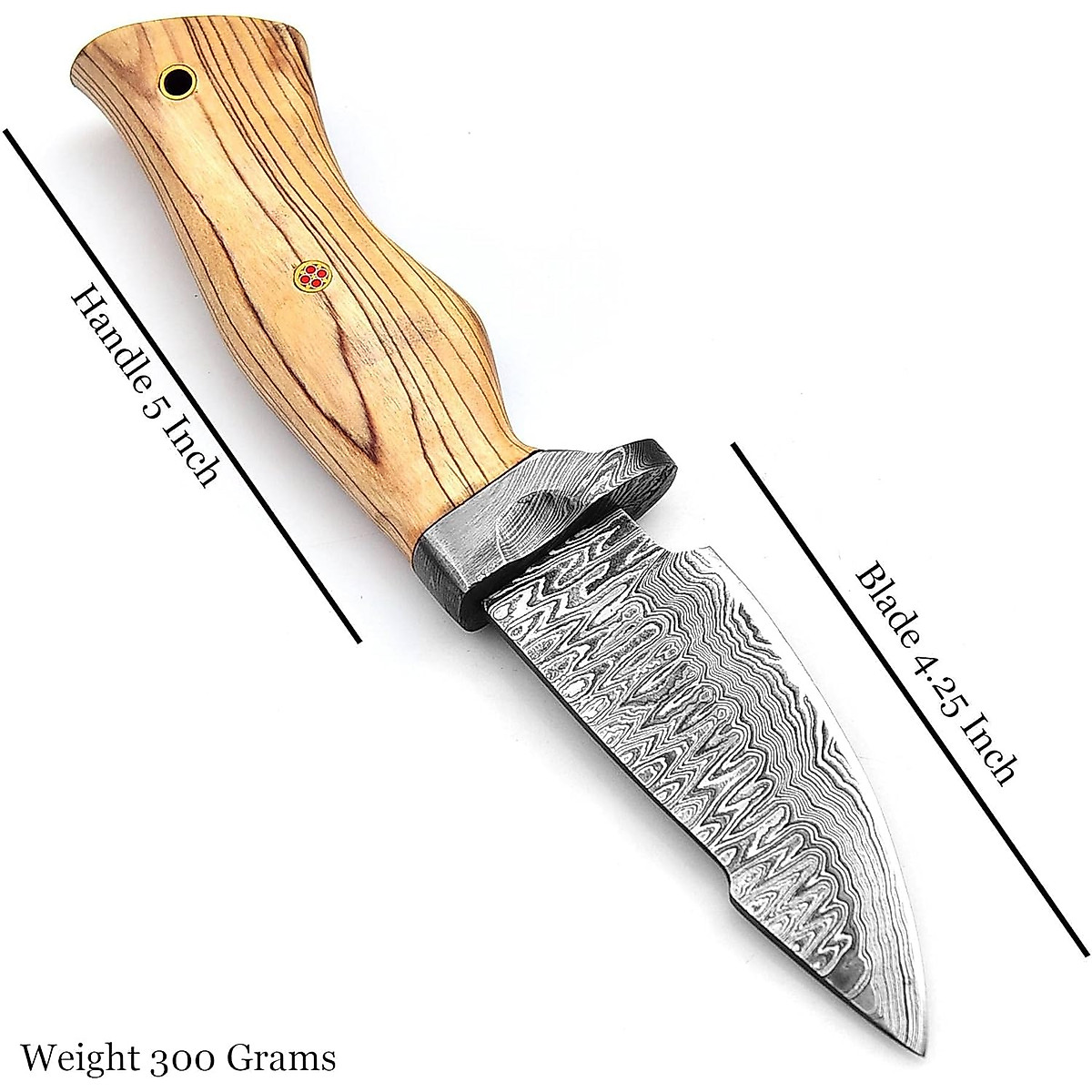 Huntex Smith 9.15” Hunting Knife, Handmade Damascus hunting knives with Leather Sheath Non-Slip Grip,Balanced & Lightweight fixed blade knife, Ideal for outdoor,indoor Skinning,Survival,Camping,Bushcraft Knife, Ideal Gift(Ash-Wood)