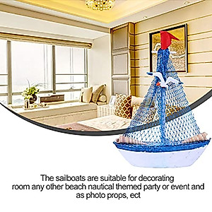 NUOBESTY 4pcs Wooden Mini Sailboat Model Miniature Sailing Boat Ships Nautical Sailboat Decorations for Nautical Beach Coastal Wedding Home Ornaments