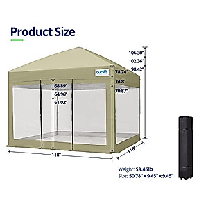 Quictent Clear Tent 10'x10' Ez Pop up Canopy with Sidewalls Instant Outddoor Gazebo Shelter Waterproof (Khaki)