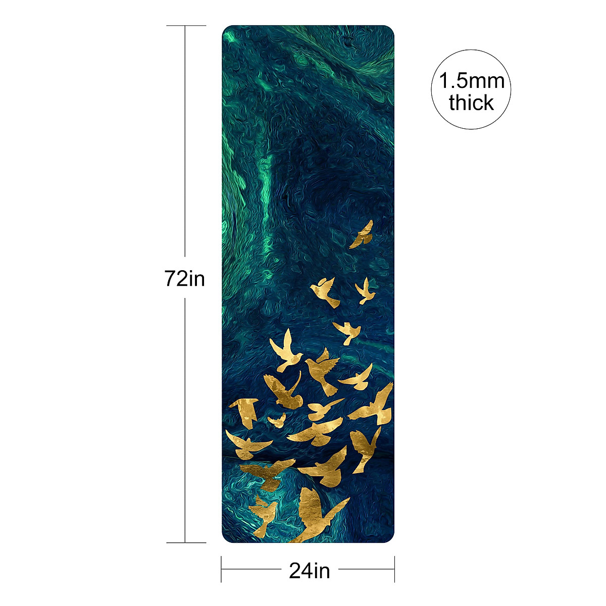 nuveti Printed Travel Yoga Mat-1/16 Inch Thick Non Slip Fitness Workout Mat with Carrying Bag, Foldable Lightweight Suede & Natural Rubber Yoga Mat for Yoga Pilates and Fitness 72" L x 24" W x 1.5mm