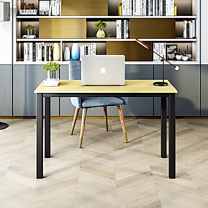 USHOW Computer Desk 47 inches Large Size Desk Writing Desk,Modern Simple Style PC Table,Black Metal Frame for Home Office,Sandalwood