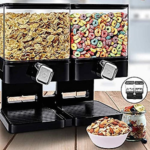 GENIGW 2 in 1 Cereals Dispenser Press Grain Storage Tank Dry Food Organizer Rice Dispenser for Home and Kitchen