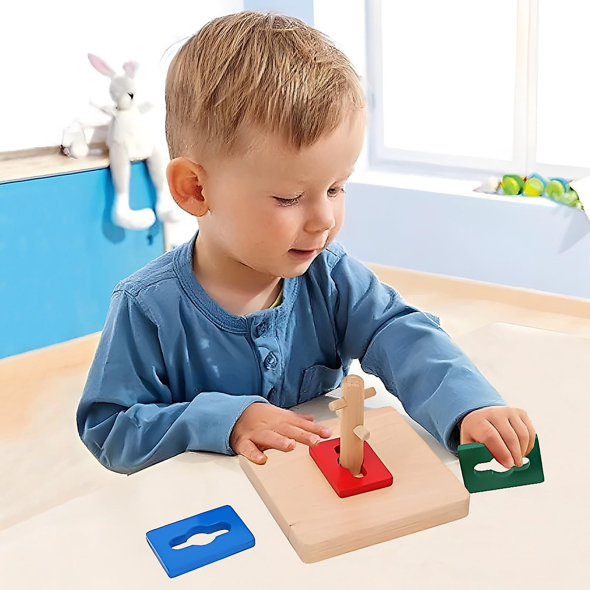 Adena Montessori Twist & Sort Dowel Set Preschool Equipment Early Development Baby Toy Montessori Fine Motor Skills Development