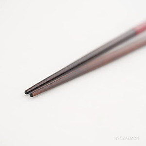 Japanese Natural Lacquered Wooden Chopsticks - Set of 2 Pairs - with Gift Box (Black 9.25 in and Red 8.46 in) - Handmade - Dishwasher-Safe