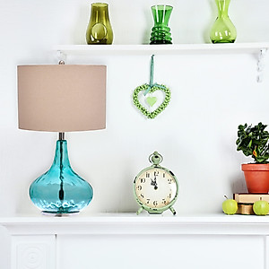 Catalina Lighting 21595-000 Transitional Thumbprint Glass Gourd Table Lamp, 25.5", Blue