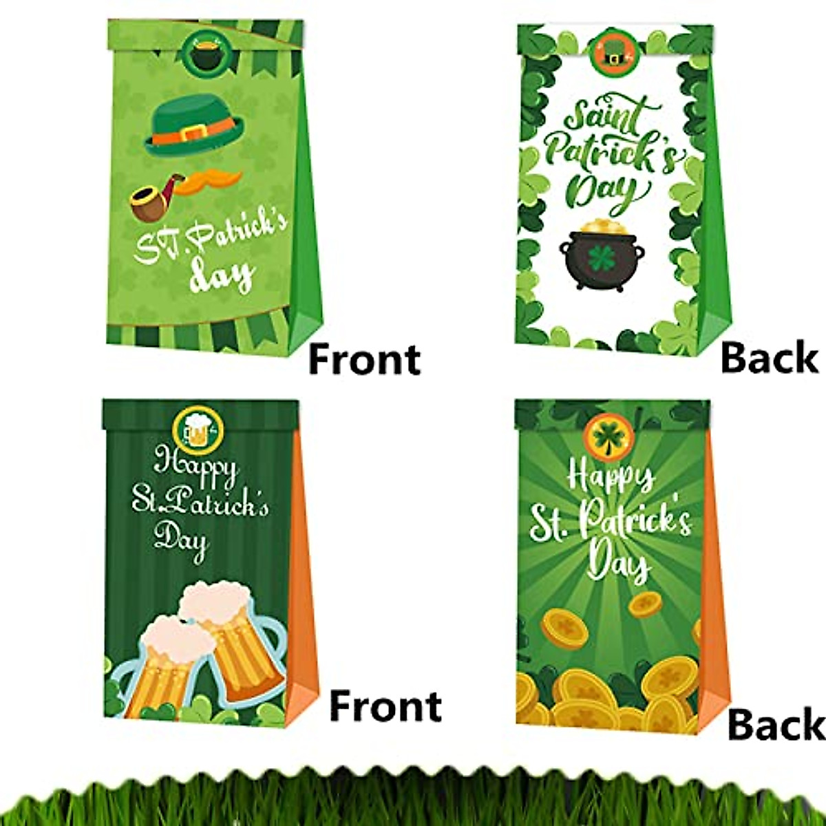 Guyarns 24 PCS St Patricks Day Gift Bags,St Patricks Day Coin Paper Bags St Patricks Day Treats Candy Bags for St Patrick's Party Favors