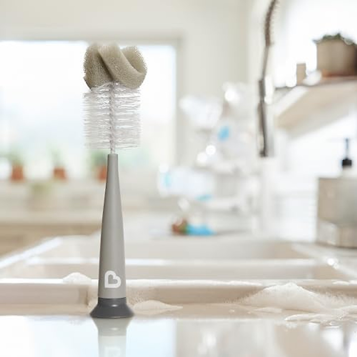 Munchkin® Sponge™ Bottle Brush, Modern Design, 2 Pack, Grey