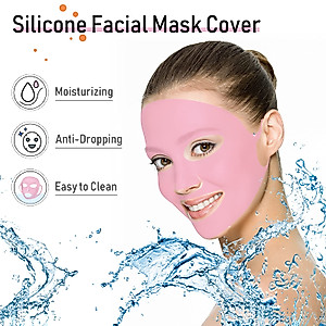 32 Pcs Facial Chest Neck Silicone Pad Reusable Face Forehead Patches Facial Sleeping Mask Cover for Smoothing Chest Neck Forehead Eye Mouth (Clear,Pink)