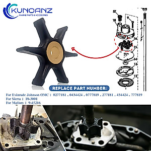 277181 434424 Water Pump Impeller For Evinrude Johnson 3/4/5/5.5/6/7.5 HP 2 Stroke Outboard Sierra 18-3001 0277181 0434424 0777819 3HP 4HP 5HP 5.5HP 6HP 7.5HP