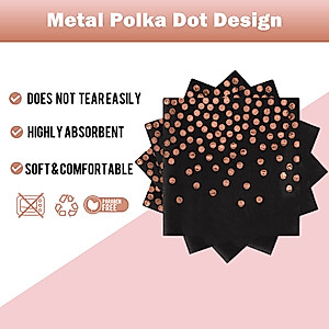 CENLBJ Black and Rose Gold Paper Plates- 100 Pack- 50 x 9 Dinner Plates & 50 x 6.5 Napkins, Black Paper Plates and Black Napkins Party Supplies for Birthdays and All Occasions