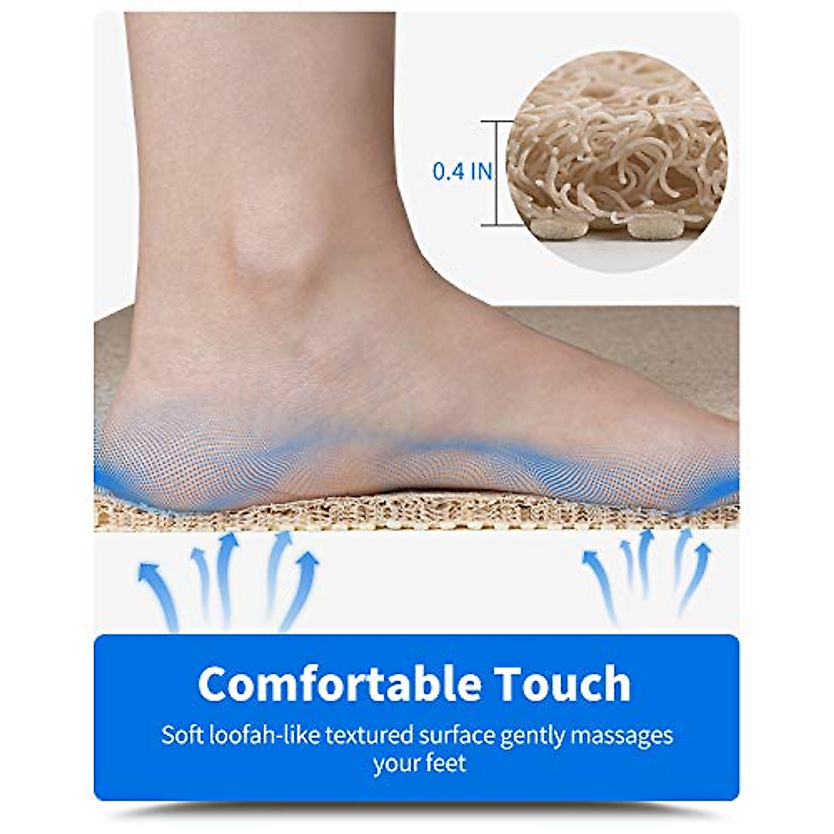 Non-Slip Bathtub Mat, 17x 30 Inch, Shower Mats for Bath Tub, PVC Loofah Bathroom Mats for Wet Areas, Quick Drying