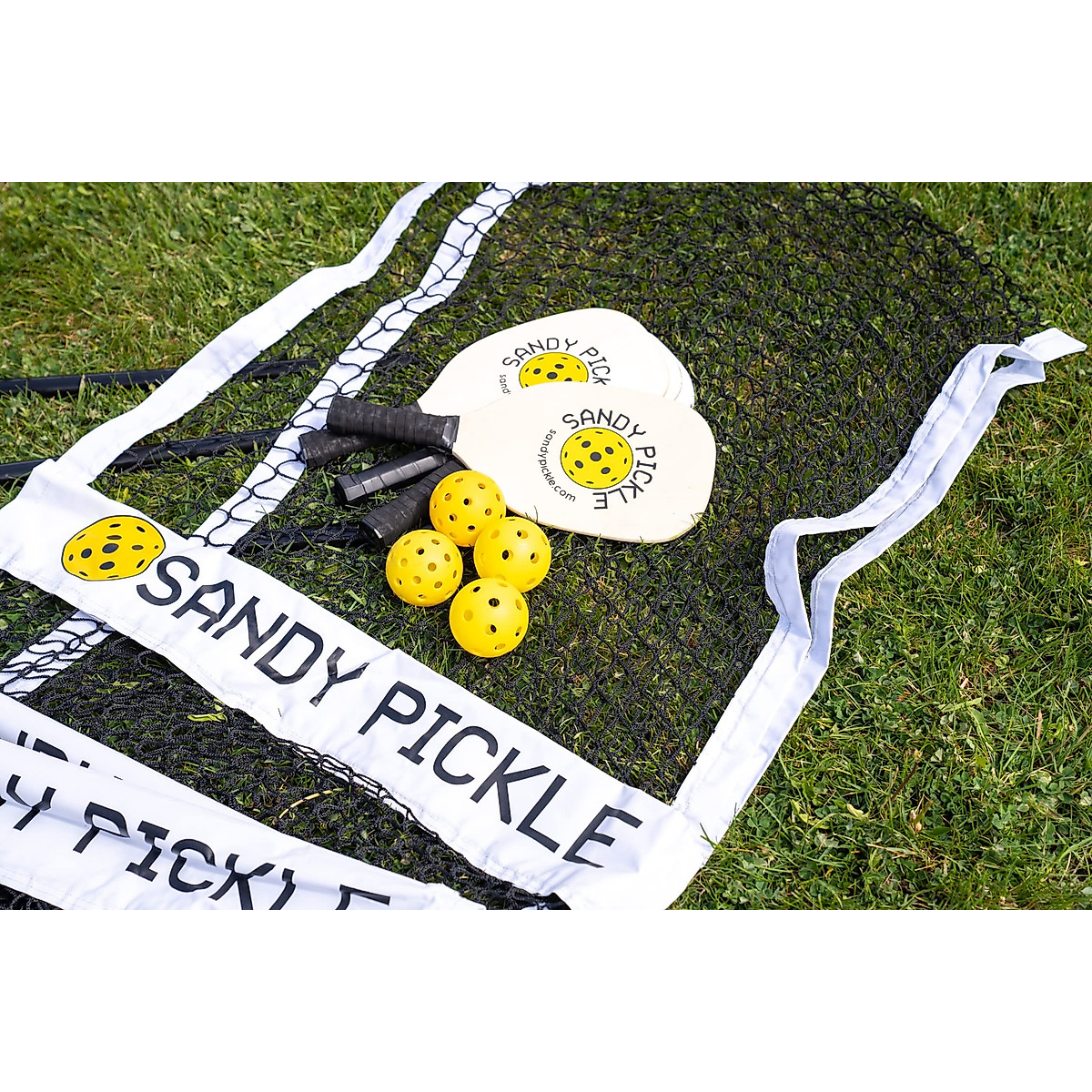 Sandy Pickle | Portable Beach & Grass Pickleball Set | Takes Pickleball Off The Hardcourt Puts IT ON The Beach, in The Park, & ON Your OWN Grass!