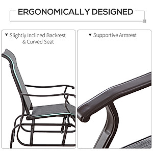 Outsunny Outdoor Glider Chair, Gliders for Outside Patio with Steel Frame and Mesh Fabric for Backyard, Garden, and Porch, Gray