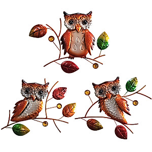 JFRISING Metal Owl Wall Art Decor Outdoor Indoor Hanging Wall Sculpture Metal Decorations for Home Garden Bedroom Living room Bathroom , 3 Pack