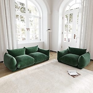 TIFLON Modular Sectional Sofa,77.16inch Minimalist Sofa Couch,Convertible Couch, Lovesofa Chenilleyarn 2 Seat Modern Living Room Sofa Sets for Office House-Green