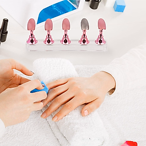 Difenni Nail Stands Acrylic Nail Art,Press on Nail Stand Magnetic Nail Tips Practice Holder 54 Pcs Reusable Adhesive Putty for DIY Painting(Pink