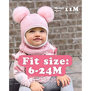 Camptrace Baby Toddler Winter Hat Scarf Set Pom Girls Boys Kids with Fleece Lined Beanie Snow Hat Hood