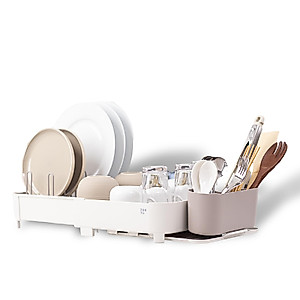 Zuutii Dish Drying Rack with Drainboard,Expandable(17.5-25.4") Large Dish Rack,Sink Dish Drainer with Utensil Holder,Dish Rack for Kitchen Counter